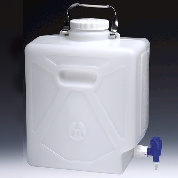 Nalgene® 2320-0050 Rectangular Carboy with Spigot, HDPE, 20 liter, case/4