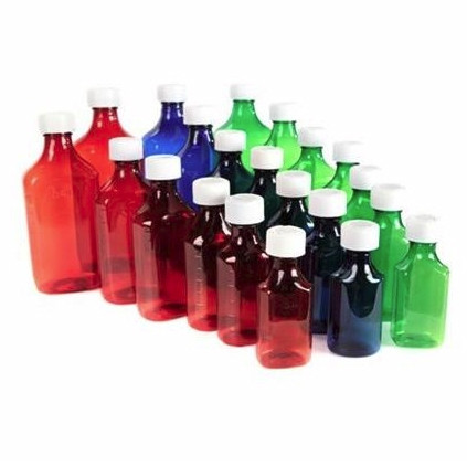 Oval Pharmacy Bottle, Blue, Graduated, Child-Resistant, 4 oz, case/200