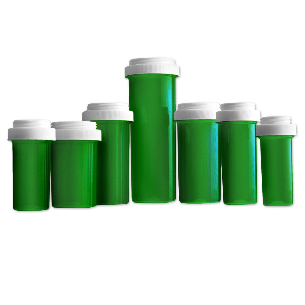 Green Pharmacy Vials, Child Resistant, Reversible, 20 dram (75mL), case/270