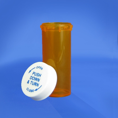 Amber Pharmacy Vials, Child Resistant Cap, 30 dram (111mL), case/240