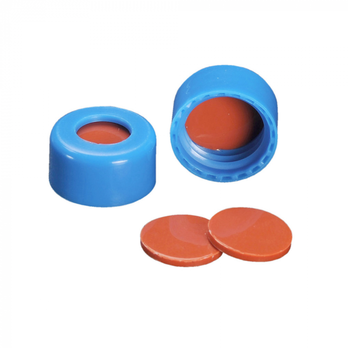 Wheaton® MicroLiter® 9mm Caps With Septa, ETFE / Burnt Red Silicone ...