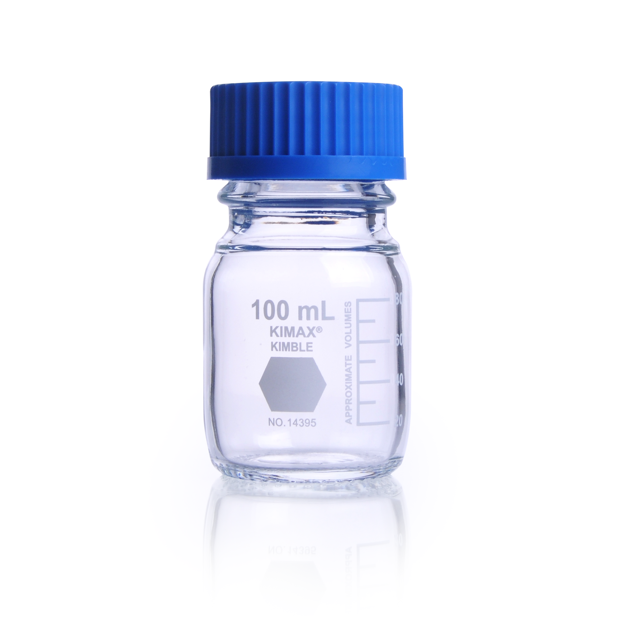 Kimble® Clear Borosilicate Glass Media Bottles with GL-45 Blue PP Screw ...