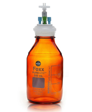 PUREGRIP Universal HPLC Solvent Bottle Kit:, 500mL Amber Bottle, 3-Port ...