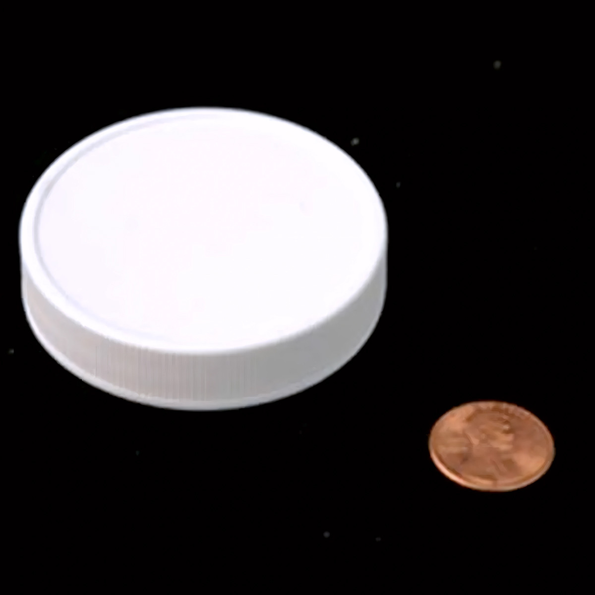 58mm (58-400) White Polypropylene Heat Seal Lined Ribbed Cap, case/1200