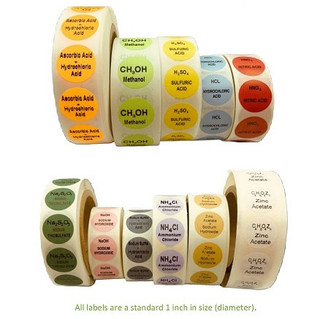 Round Color-Coded Chemical Labels, Methanol, Fluorescent Green, CH3OH ...