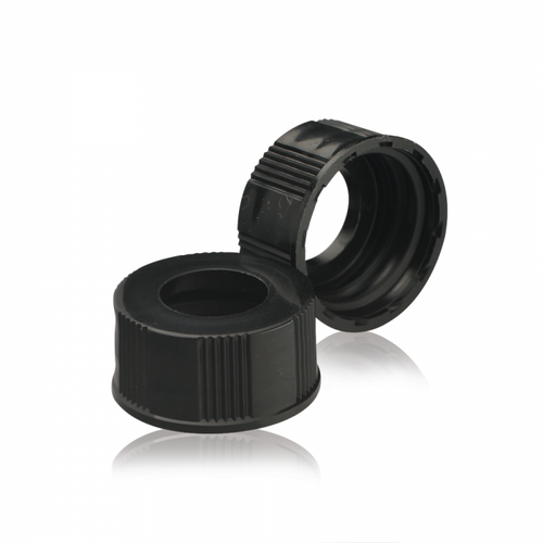 Wheaton® Black Phenolic Open Top Screw Cap, 33-430, Gray Butyl, case/1000