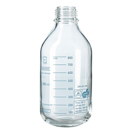 DURAN® PRESSURE PLUS Bottle Only, Clear, 500mL, GL45, case/10