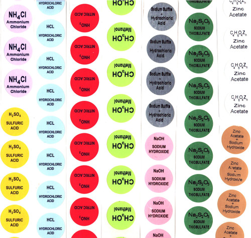 Round Color-Coded Chemical Labels, Methanol, Fluorescent Green, CH3OH ...