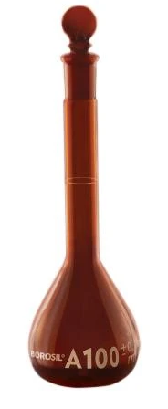 Borosil Amber Volumetric Flask with Glass/Plastic Stopper ASTM E288 ...