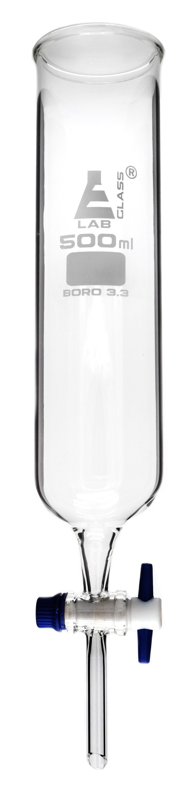 Dropping Funnel, 500 ml, PTFE Key Stopcock, Open Top, Cylindrical ...
