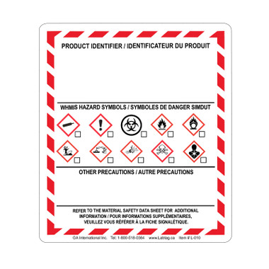Warning Labels GHS (FORMER 2015 WHMIS / SIMDUT), Red/ Black On White, 4 ...
