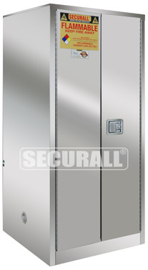 Stainless Steel Flammable Cabinet, 60 gal, 2-Door, 65" x 31" x 31"
