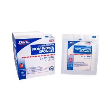 Dukal Clinisorb Gauze Sponge, 2" x 2", Sterile, 4-Ply, 2 per pack, 50 ...