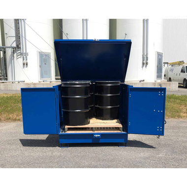 HazMat Drum Containment Locker, 4-Drum, Hard-Top S4, Painted Steel ...