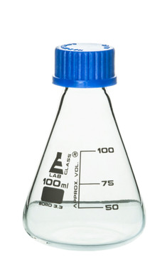 Erlenmeyer Flask, 100 ml, Borosilicate Glass with PTFE Screw Cap ...