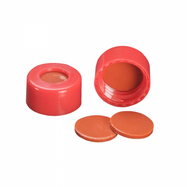 Wheaton® MicroLiter® 9mm Caps With Septa, ETFE / Burnt Red Silicone ...