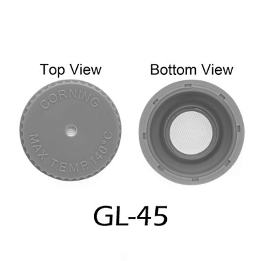 Vented Cap, GL-45, Gray, Autoclavable PP, Each