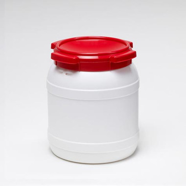 Small Shipping Drum, 15 Liter (4 gal) CurTec, White with Red Lid, case/8