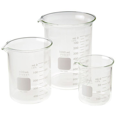 Pyrex® Griffin Beaker, 600mL, Low Form, Graduated, case/6