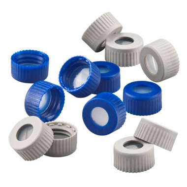 Standard Bonded Closure, 9mm, Blue, PTFE/Silicone Septa, pack/100
