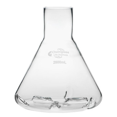 Flask, Fernbach, 2800mL, GL-45 Thread, Side and Bottom Baffles, Vented ...