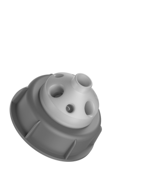 Port Cap Manifold, DIN 50, 7-Port, size M (4 x 1/8" NPT, 3 x 1/4-28), PTFE