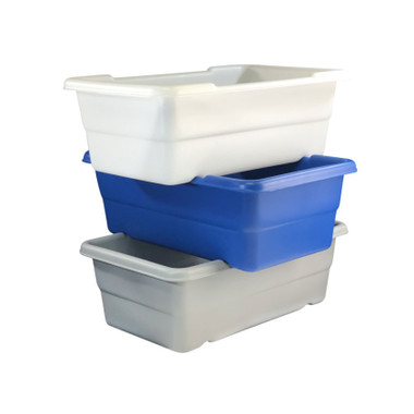 Heavy Duty Cross Stack Tote, 25 x 15.5 x 8.5, Polyethylene, Blue, White ...