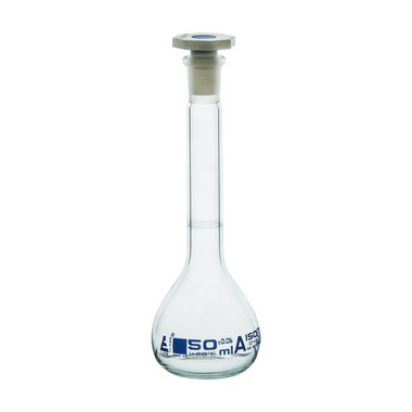 Volumetric Flask, 50ml, Class A Tolerance +/-0.06ml, 12/21 , PP Stopper ...