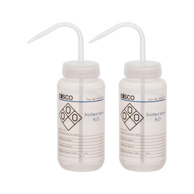 Wash Bottle for Distilled Water, 500ml, Color Coded Safety Label (2 ...