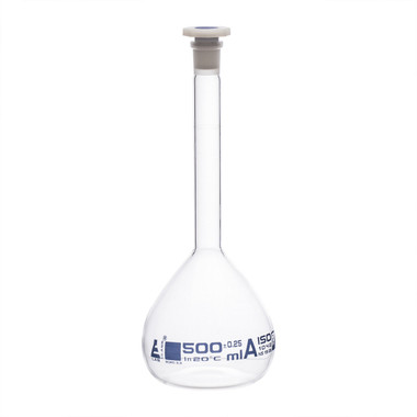 Volumetric Flask, 500ml, Class A Tolerance +/-0.25ml, 19/26 , PP ...