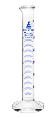 Graduated Cylinder, 25ml, Class A Tolerance +/-0.25ml, Round Base, Blue ...