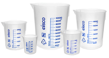 Plastic Beaker Set, Polypropylene, 50, 100, 250, 600 & 1000mL, Screen ...