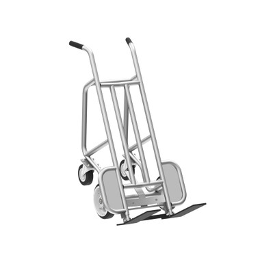 4-Wheel Pallet Hand Truck, Aluminum, (2) Solid Rubber (2) Rear Rubber ...