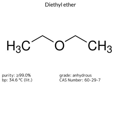 Diethyl Ether, Anhydrous, ACS Grade Reagent, 99%+, 1 Liter, case/6