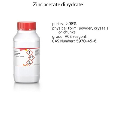 Zinc Acetate Dihydrate, ACS Grade Reagent, 98%+, 2.5 kg