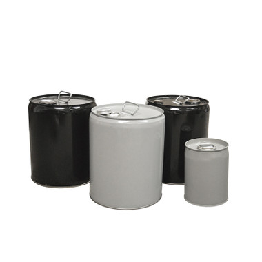 5 gallon Gray Steel Unlined Closed Head Pail, Screw Cap & 3" Pull-Out Spout