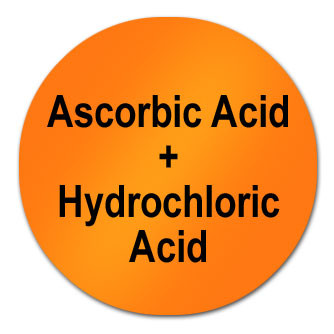 Round Color-Coded Chemical Labels, Ascorbic & Hydrochloric Acid, Orange ...