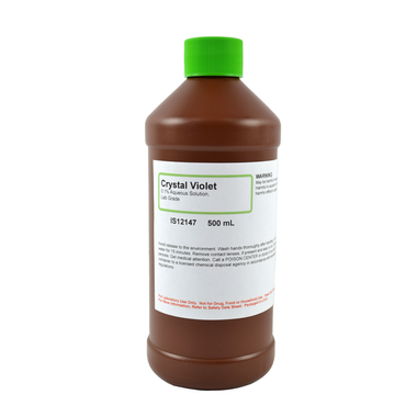 , Crystal, Violet Solution, 0.1%, (Aqueous), Lab Grade, 500mL