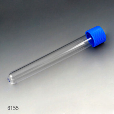 Test Tube with Blue Screw Caps, 16 x 120mm (15mL), Polystyrene, case/1000