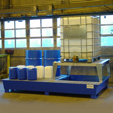 2-Tote IBC Containment Platform, Single Dispensing Stand, Painted Steel