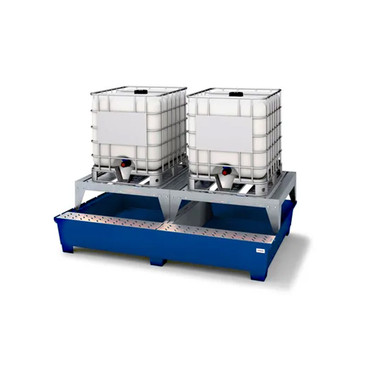 2-Tote IBC Containment Platform, 2 Dispensing Stands, Painted Steel