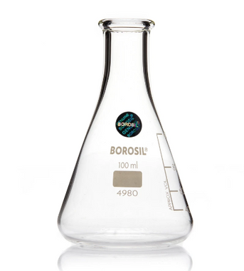 Borosil Flasks Erlenmeyer Narrow Mouth Beaded Rim 100mL