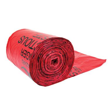 Red Trash Bags for Biohazard Waste Cans, 24" x 33", case/100