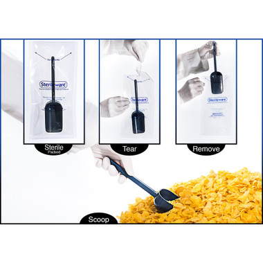 Sterile Metal-Detectable Scoops, 125 ml (4oz), Blue, Wrapped, pack/100