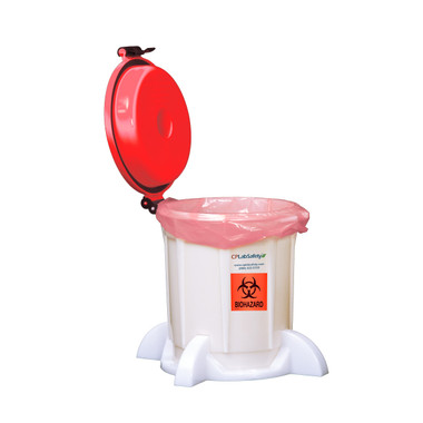 Bench Top Biohazard Waste Container, 5 Liter