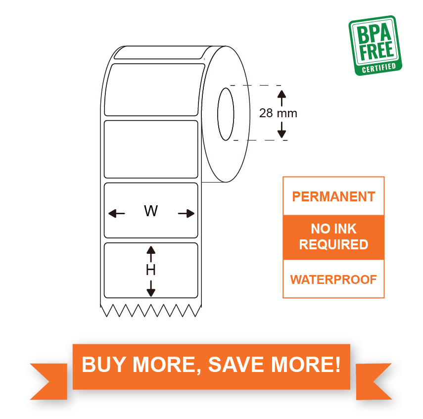 Direct Thermal Labels 100mm(W)*48mm(H),permanent adhesive, 1500 Labels/Roll