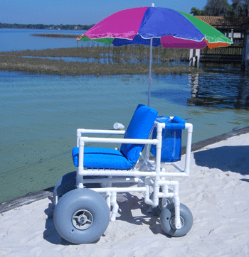 Healthline | All Terrain PVC Chair - Beach Wheelchair W/2LRG, 2 Swivel ...