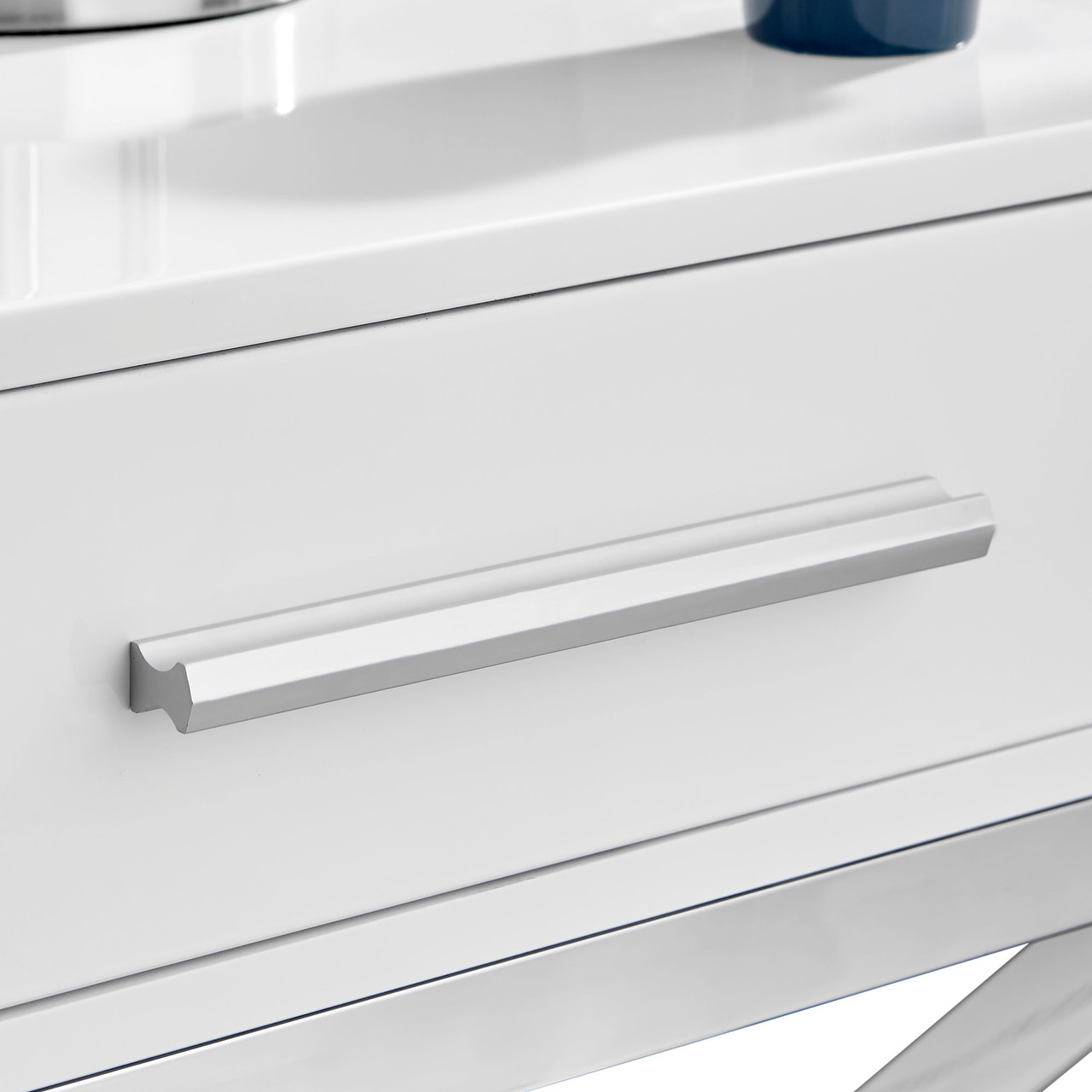 Oxford White Gloss and Chrome Bedside Table