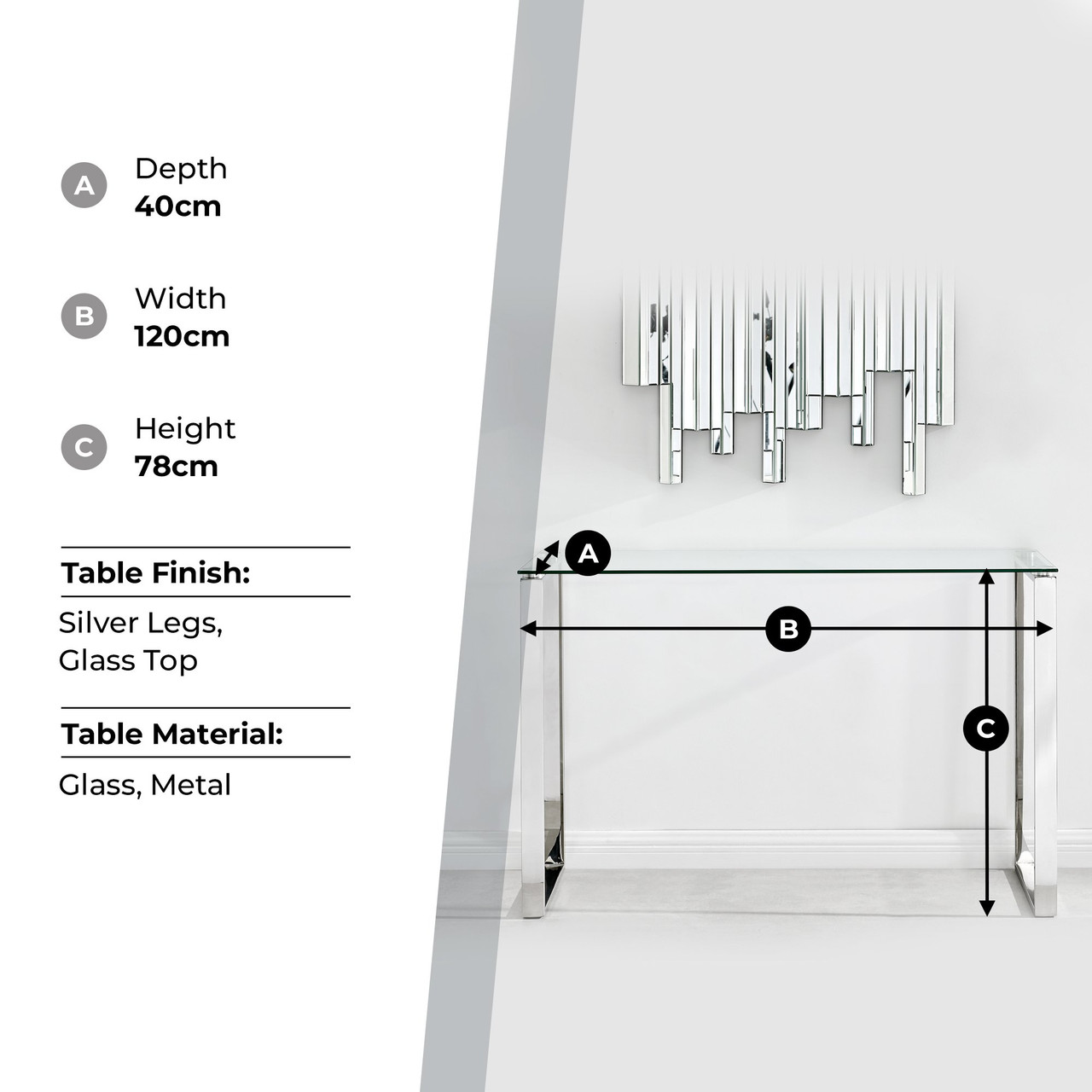 Modern Glass & Chrome Console Table | Furniturebox