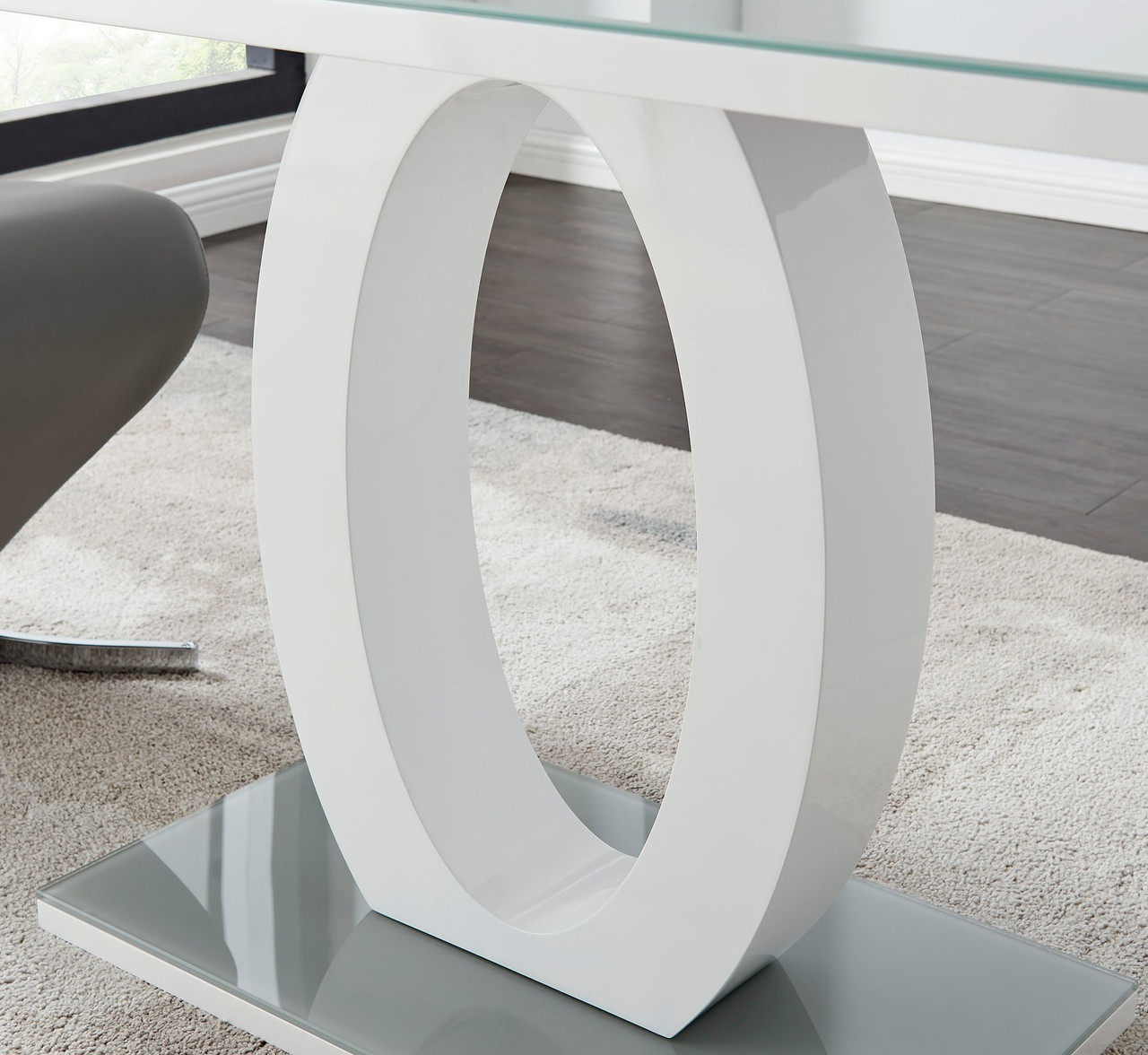 Grey & White High Gloss Dining Table & 4 Willow Chairs | Furniturebox